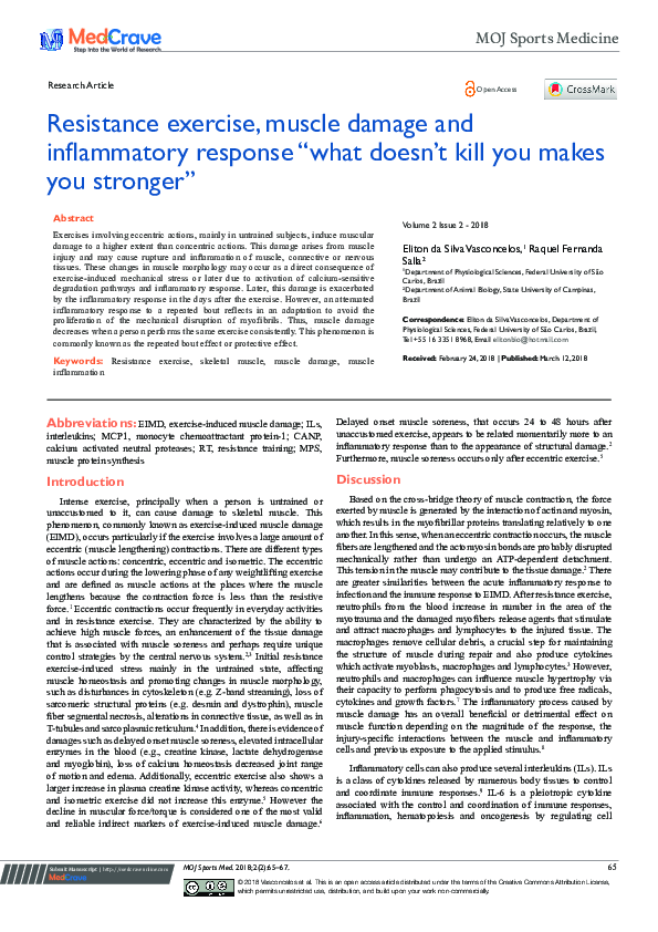 (PDF) Resistance exercise, muscle damage and inflammatory response ...