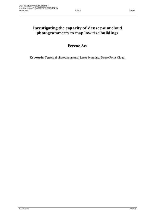 (PDF) Investigating the capacity of dense point cloud photogrammetry to map low rise buildings
