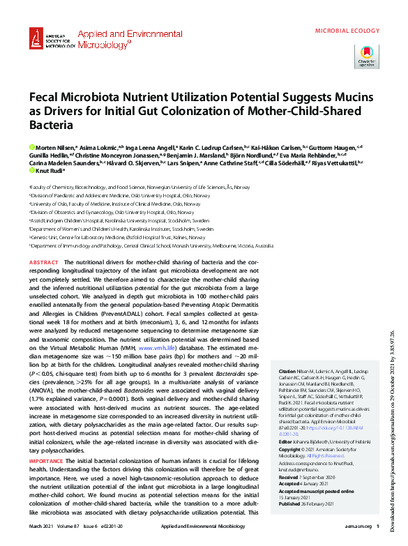 (PDF) Fecal Microbiota Nutrient Utilization Potential Suggests Mucins ...