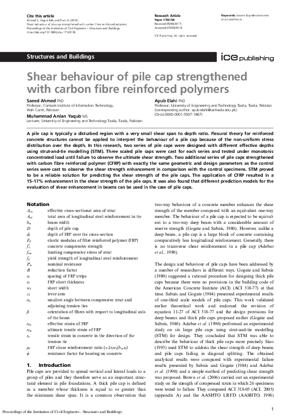 (PDF) Shear behaviour of pile cap strengthened with carbon fibre ...