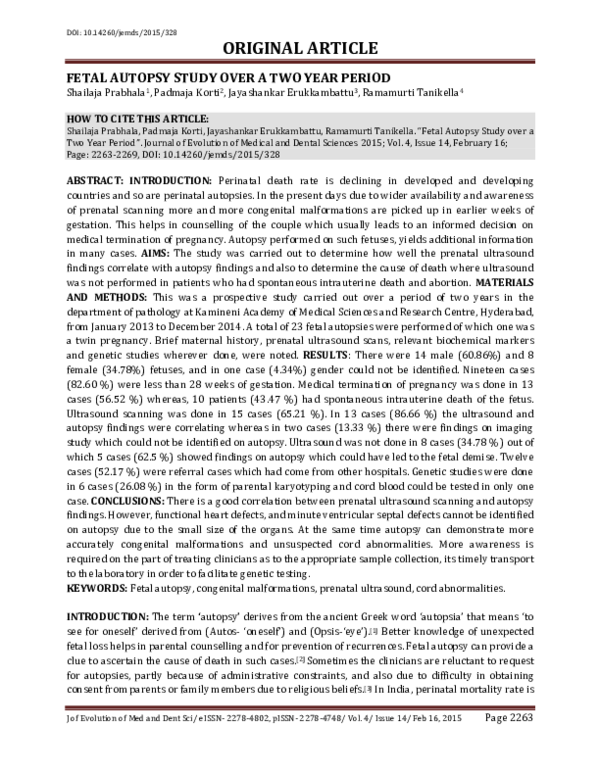 (PDF) Fetal Autopsy Study Over a Two Year Period