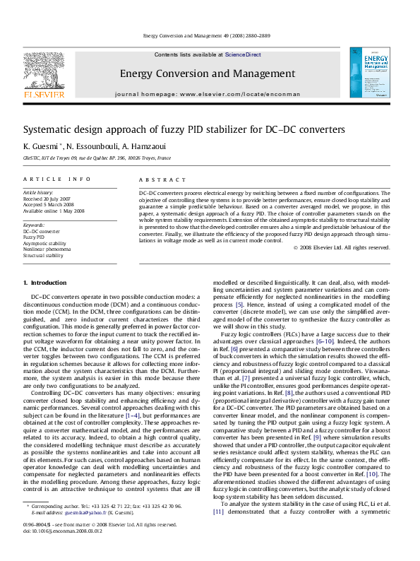 (PDF) Systematic design approach of fuzzy PID stabilizer for DC–DC converters