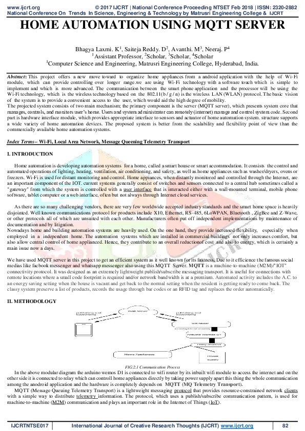 (PDF) Home Automation Using MQTT Server
