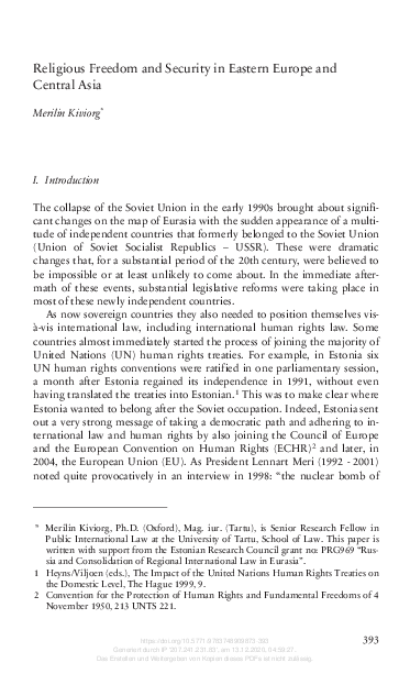 (PDF) Religious Freedom and Security in Eastern Europe and Central Asia