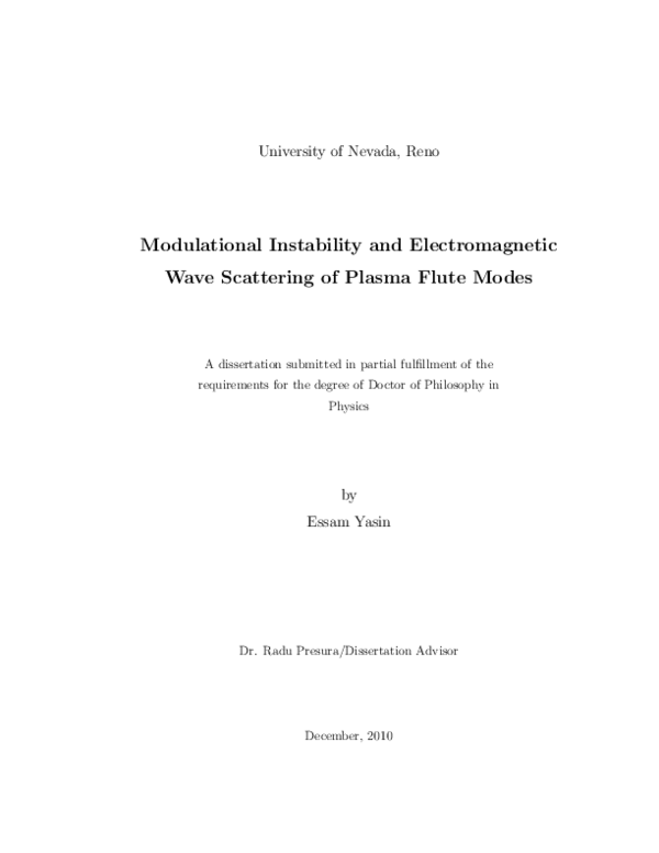 (PDF) Modulational Instability and Electromagnetic Wave Scattering of ...