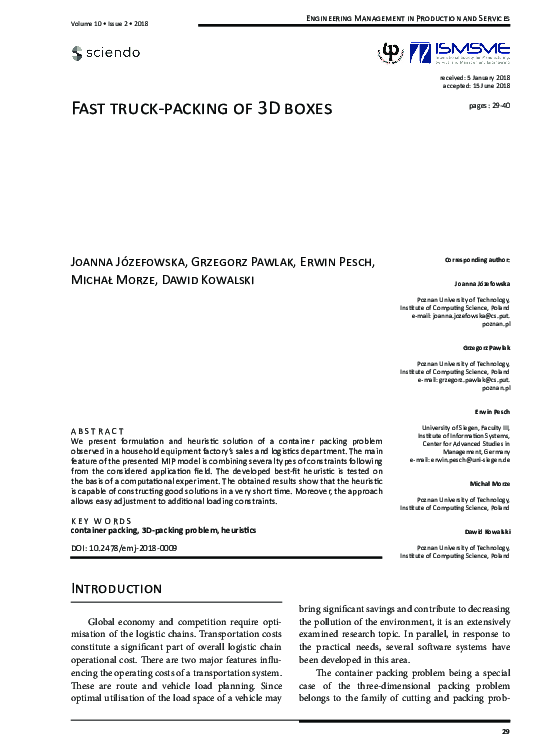 (PDF) Fast truck-packing of 3D boxes