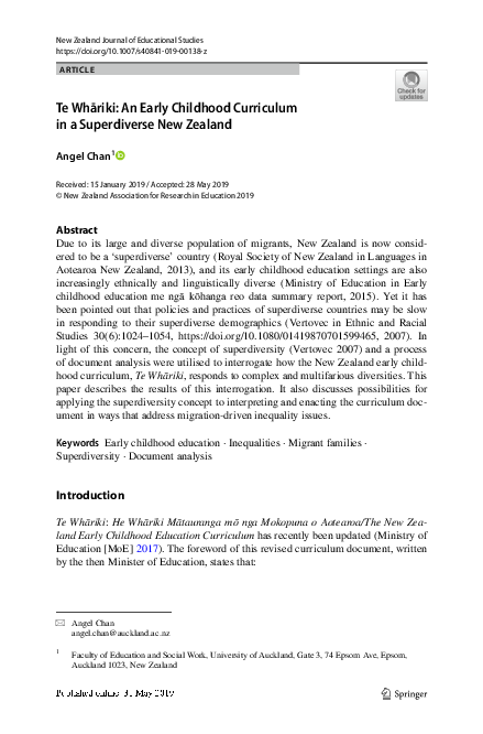 (PDF) Te Whāriki: An Early Childhood Curriculum in a Superdiverse New ...