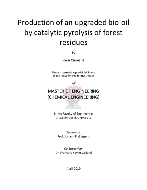(PDF) Production of an upgraded bio-oil by catalytic pyrolysis of ...