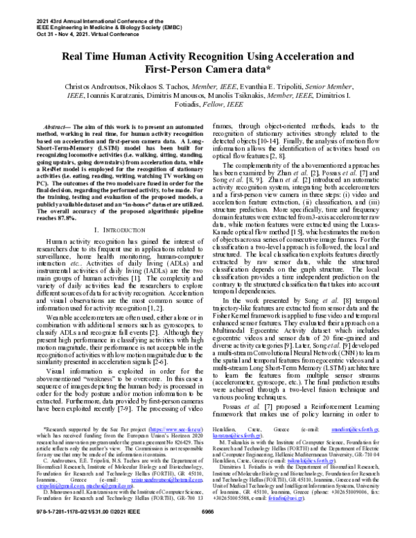 (PDF) Real Time Human Activity Recognition Using Acceleration and First-Person Camera data