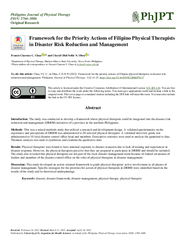 (PDF) Framework for the Priority Actions of Filipino Physical ...