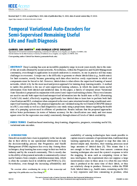 Temporal Variational Auto Encoders For Semi Supervised Remaining Useful