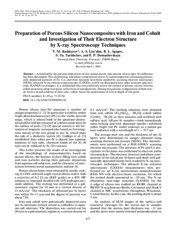 (PDF) Preparation of porous silicon nanocomposites with iron and cobalt ...