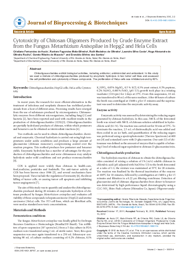 (PDF) Cytotoxicity of Chitosan Oligomers Produced by Crude Enzyme ...
