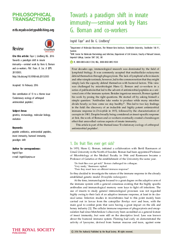 (PDF) Towards a paradigm shift in innate immunity—seminal work by Hans ...