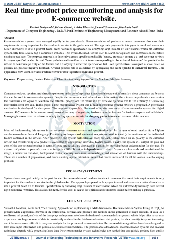 Pdf Real Time Product Price Monitoring And Analysis For E Commerce Website