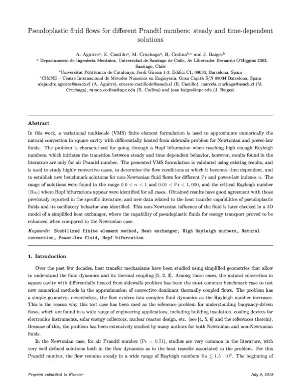 Pdf Pseudoplastic Fluid Flows For Different Prandtl Numbers Steady And Time Dependent Solutions