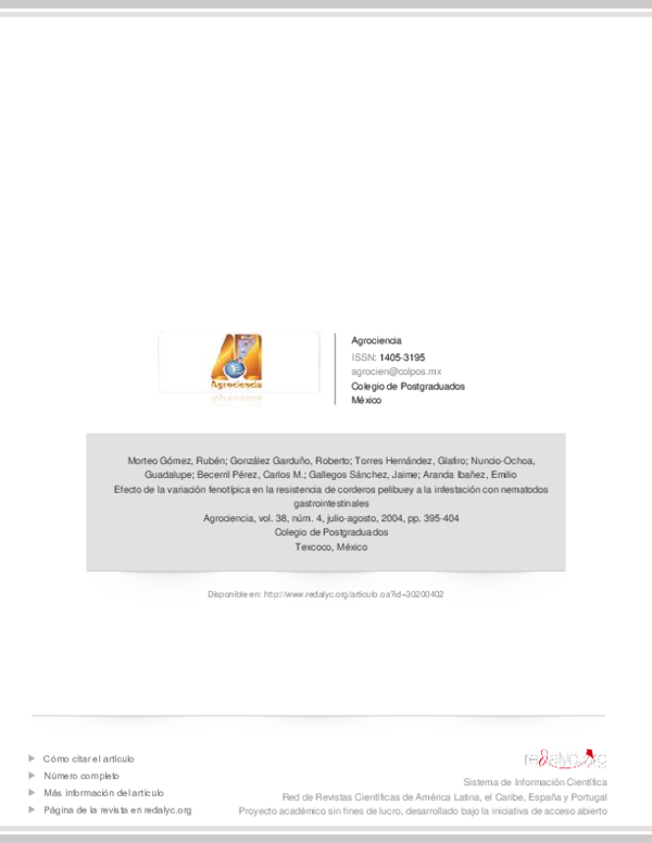 (PDF) Efecto De La Variación Fenotípica En La Resistencia De Corderos ...