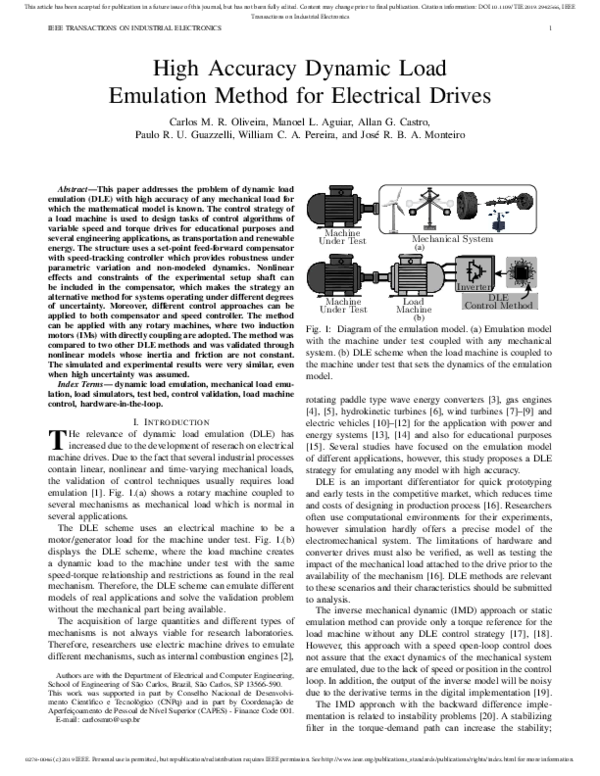 (PDF) High Accuracy Dynamic Load Emulation Method for Electrical Drives | Manoel Luis de Aguiar ...