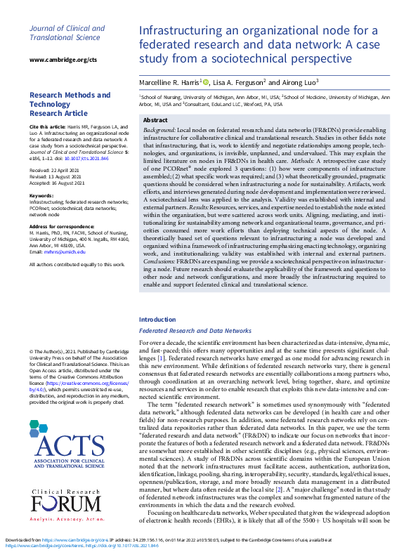 (PDF) Infrastructuring an Organizational Node for a Federated Research ...