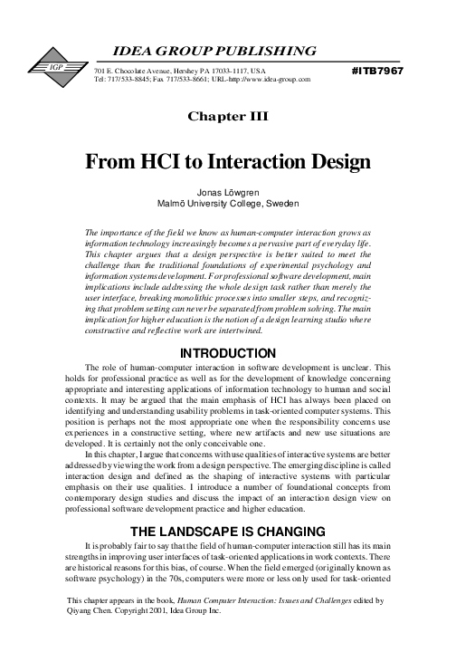 From HCI to Interaction Design