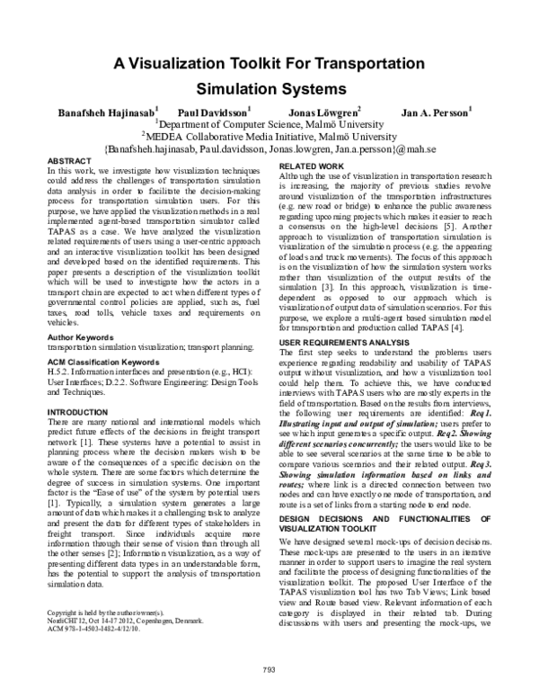 (PDF) A visualization toolkit for transportation simulation systems