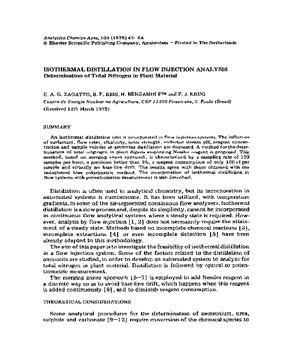 Pdf Isothermal Distillation In Flow Injection Analysis