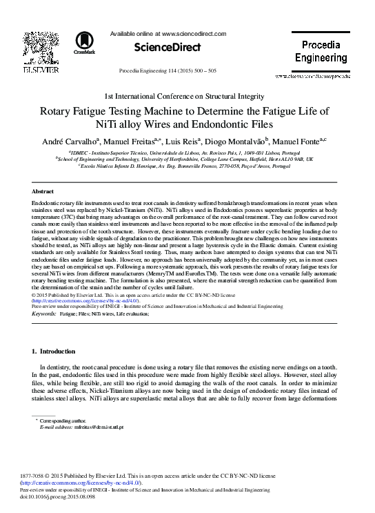 (PDF) Rotary Fatigue Testing Machine to Determine the Fatigue Life of ...