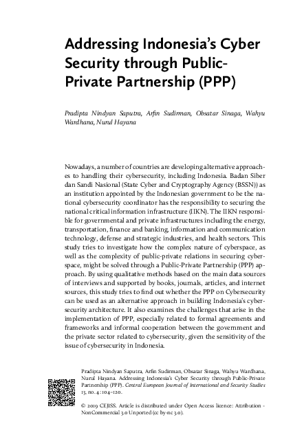 (PDF) Addressing Indonesia’s Cyber Security through Public-Private Partnership (PPP)