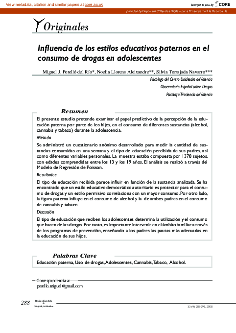 (PDF) Influencia de los estilos educativos paternos en el consumo de ...