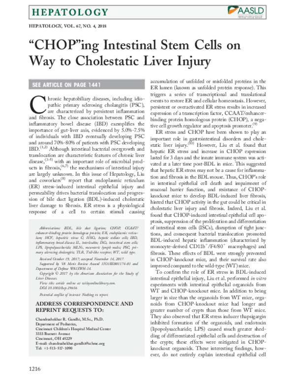 (PDF) CHOP"ing intestinal stem cells on way to cholestatic liver injury