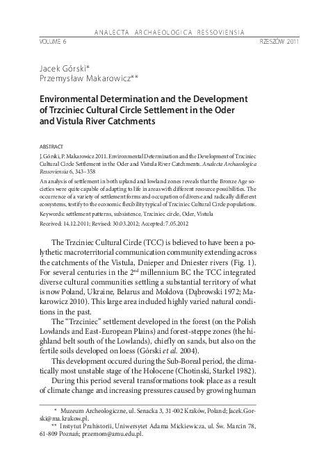 (PDF) Environmental Determination and the Development of Trzciniec ...