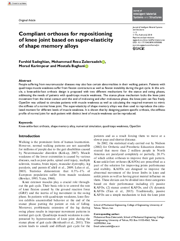 (PDF) Compliant orthoses for repositioning of knee joint based on super ...