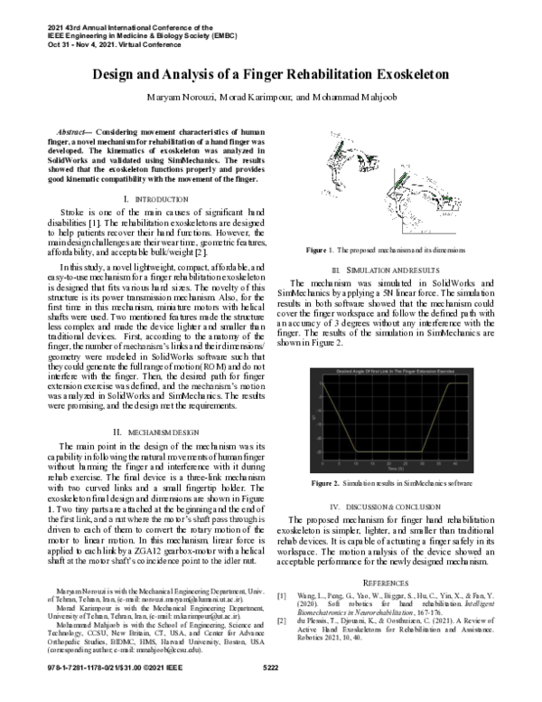 (PDF) Design and Analysis of a Finger Rehabilitation Exoskeleton