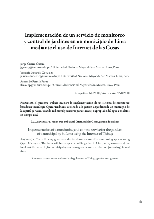 (PDF) Implementación de un servicio de monitoreo y control de jardines ...