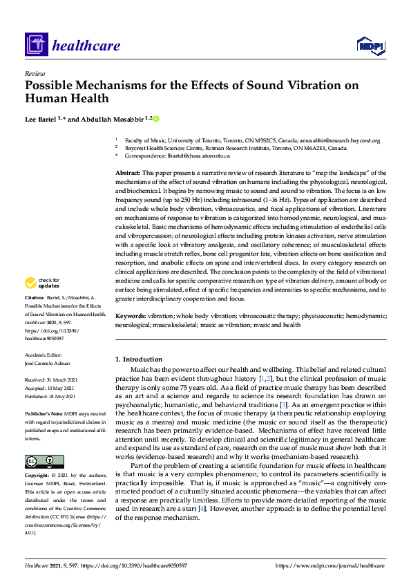 (PDF) Possible Mechanisms for the Effects of Sound Vibration on Human ...