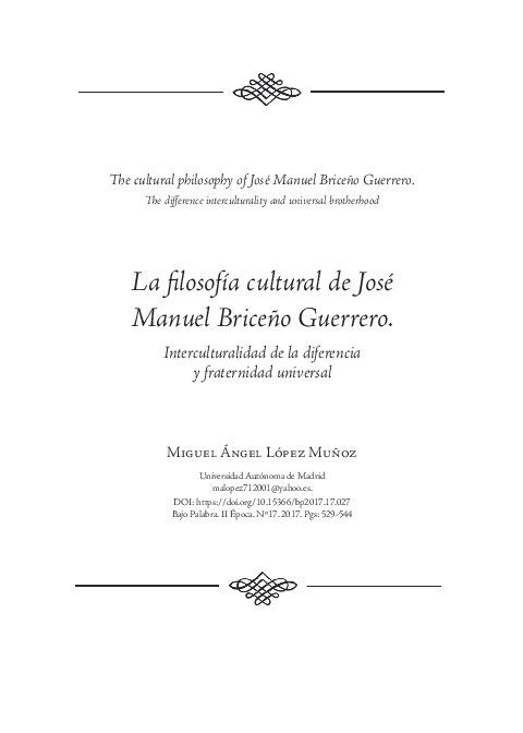 (PDF) La filosofía cultural de José Manuel Briceño Guerrero ...