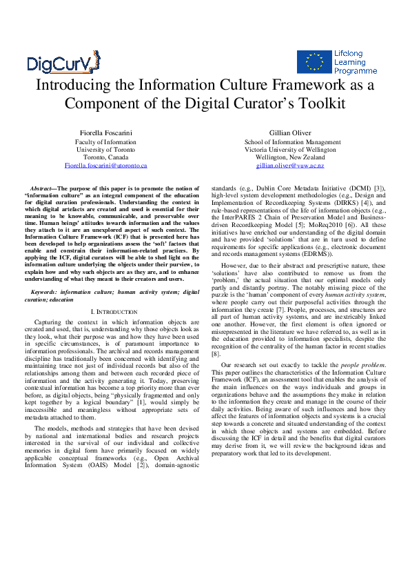 (PDF) Introducing the Information Culture Framework as a Component of ...