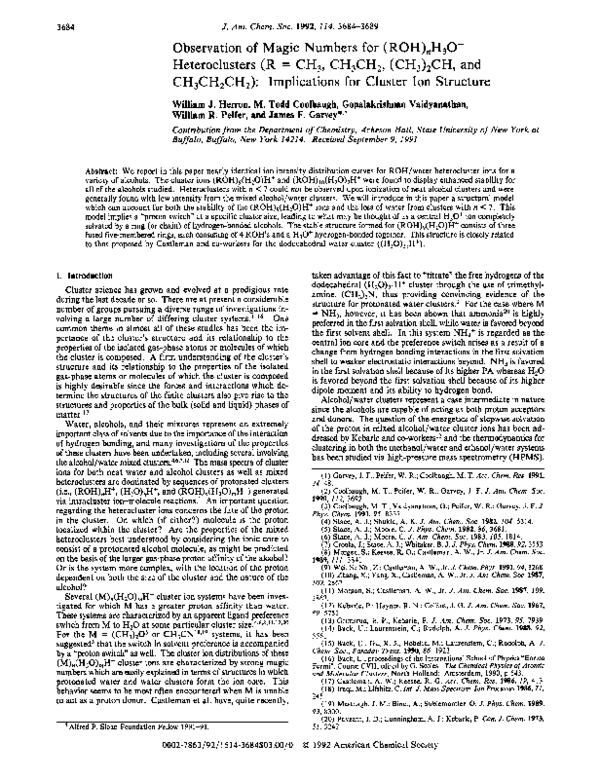 (PDF) Observation of magic numbers for (ROH)nH3O+ heteroclusters (R ...
