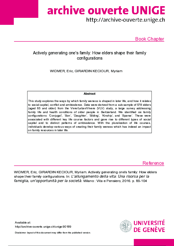 (PDF) Actively generating one's family: How elders shape their family ...