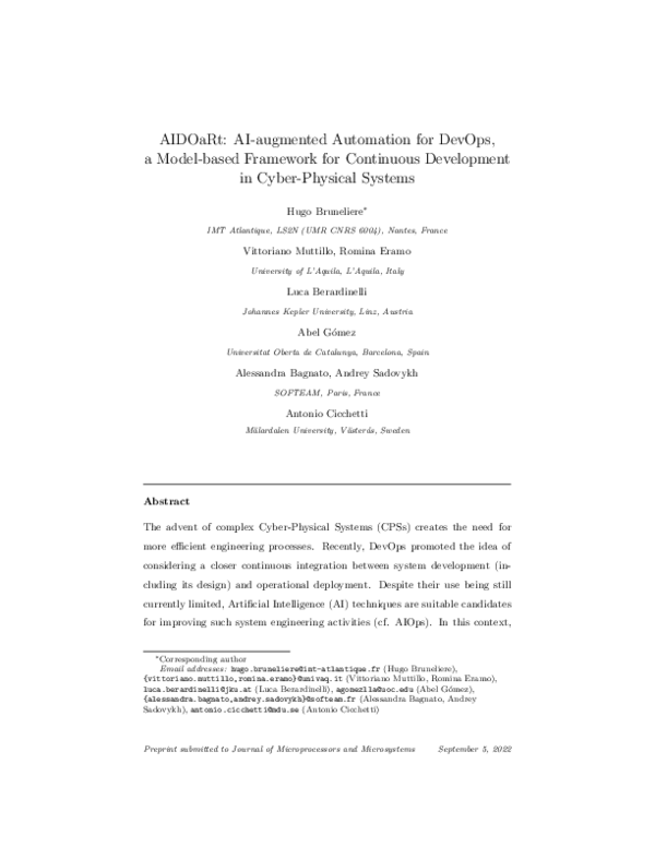 (PDF) AIDOaRt: AI-augmented Automation for DevOps, a Model-based Framework for Continuous ...