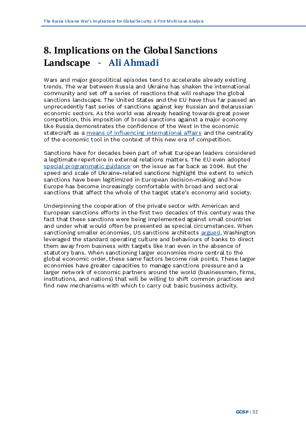 (PDF) The Russia-Ukraine War's Implications for Global Security: 8 ...