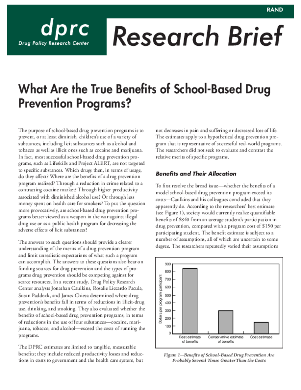 (PDF) What are the true benefits of school-based drug prevention programs?