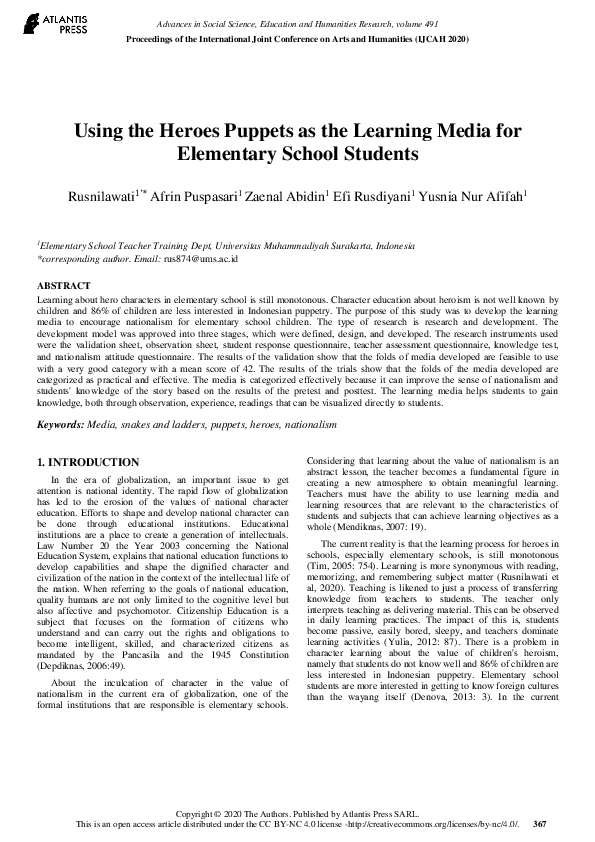 (PDF) Using the Heroes Puppets as the Learning Media for Elementary School Students