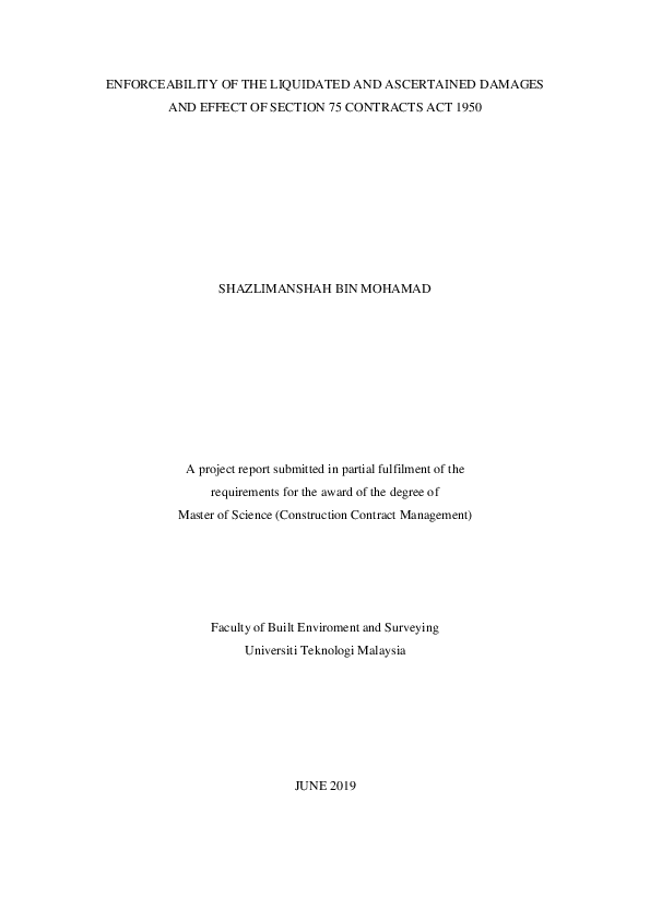 (PDF) Enforceability of the Liquidated and Ascertained Damages and ...