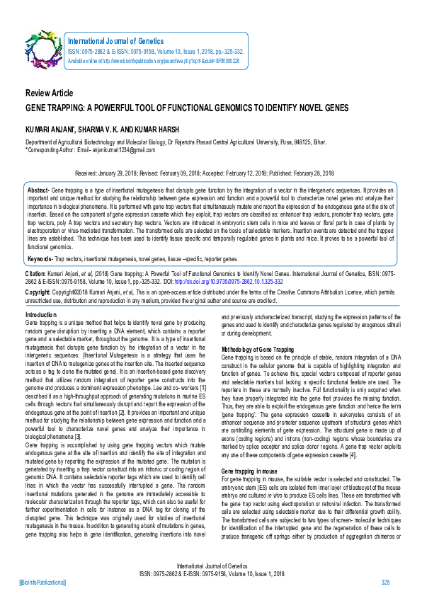 (PDF) Gene Trapping: A Powerful Tool of Functional Genomics to Identify ...