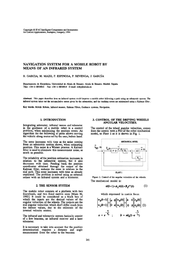 (PDF) Navigation System for a Mobile Robot by Means of an Infrared System
