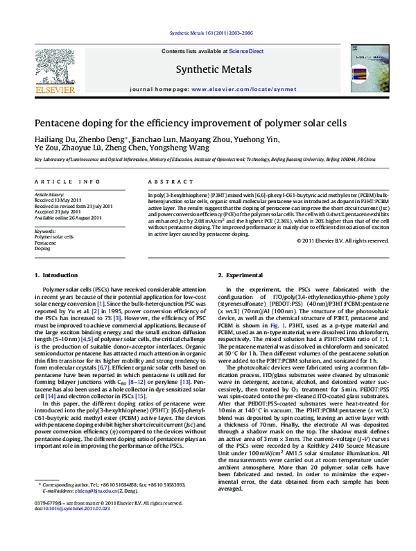 (PDF) Pentacene doping for the efficiency improvement of polymer solar ...