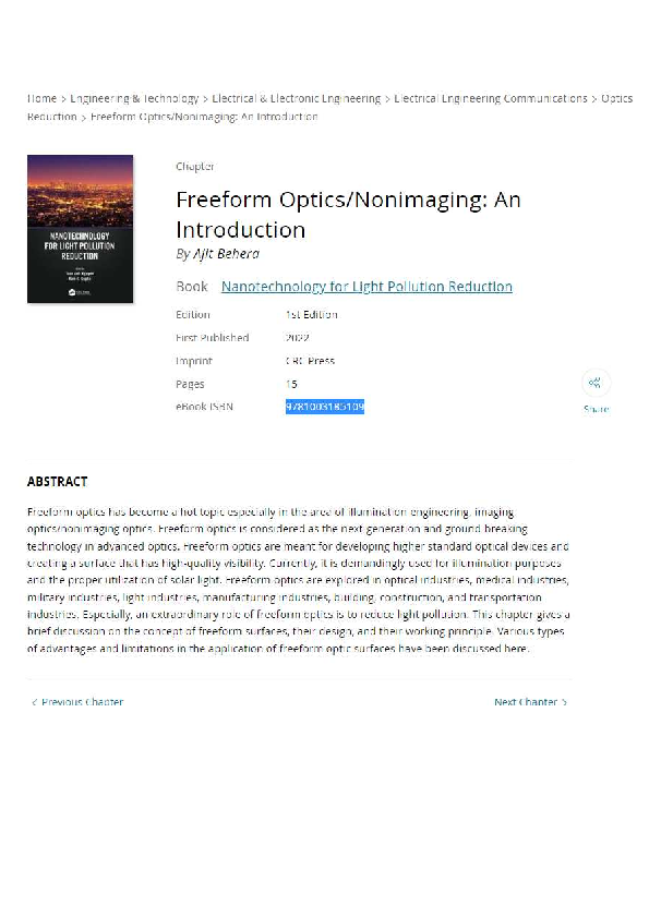 (PDF) Freeform Optics Nonimaging An Introduction