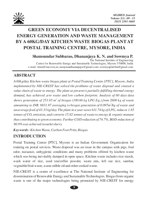 (PDF) Green Economy via Decentralised Energy Generation and Waste ...