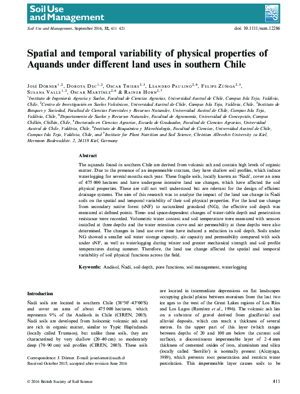 (PDF) Spatial and temporal variability of physical properties of ... (PDF) Spatial and temporal variability of physical properties of ...